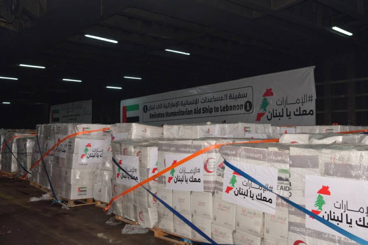 To help the brotherly folks of Lebanon... An Emirati ship carrying ...